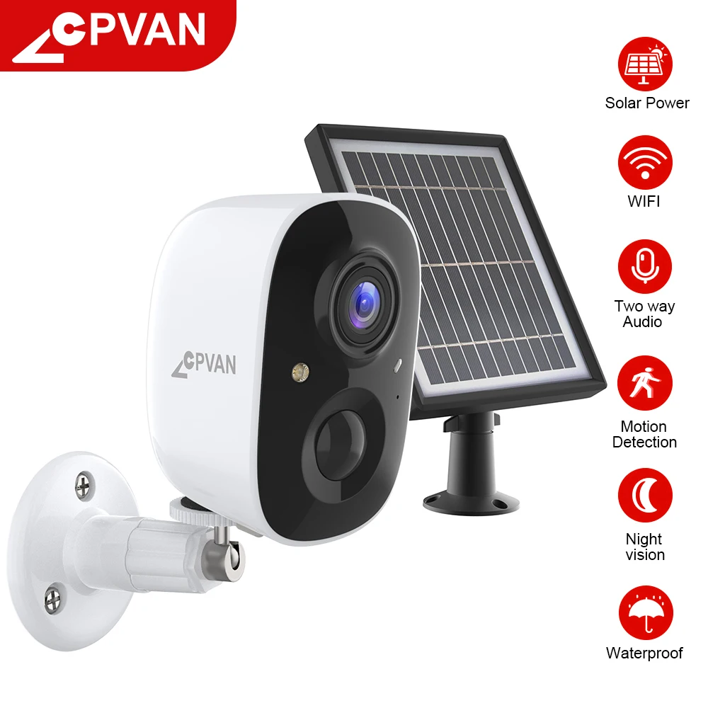 Cpvan Outdoor Solar Ip Camera 1080p Wireless Home Security Ip65 ...