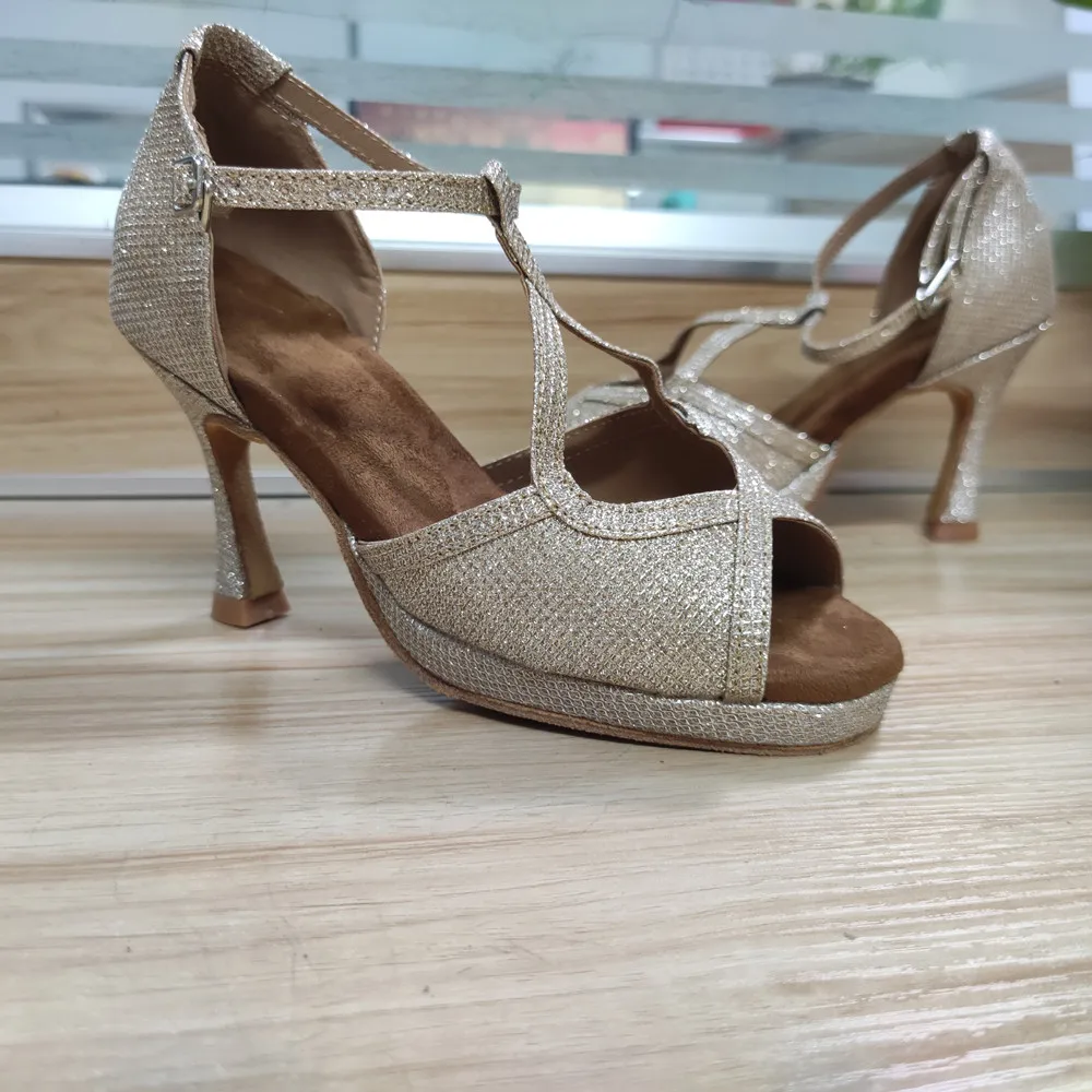 Evkoodance-Practice-Women-Latin-Shoes-Gold-Glitter-Salsa-Latin-Ballroom ...