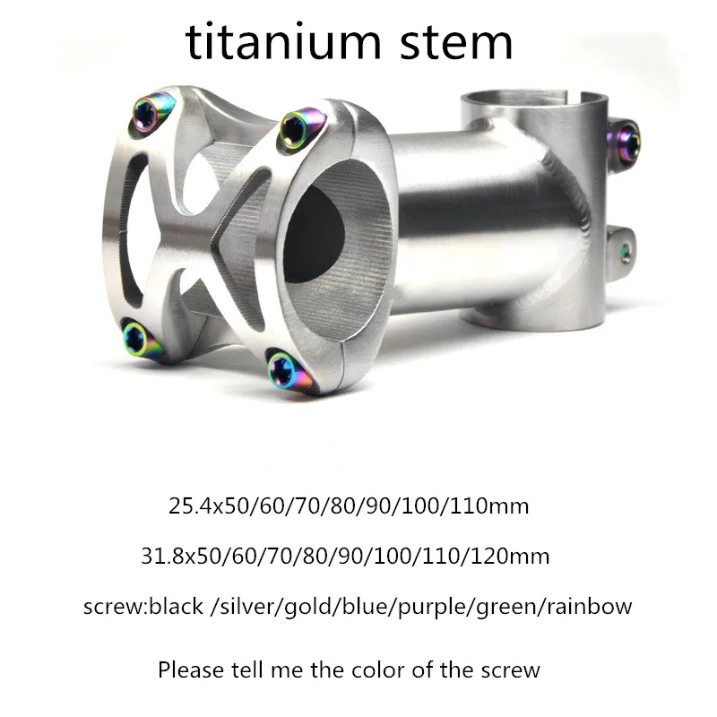 Bicycle head stem titanium 25.4x50/60/70/80/90/100/110/120mm MTB road ...