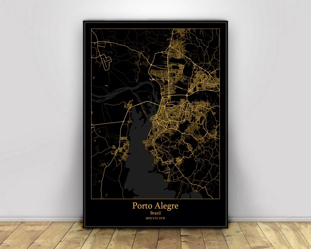 Porto-Alegre-brezilya-siyah-ve-alt-n-ehir-k-haritalar-zel-d-nya-ehir ...