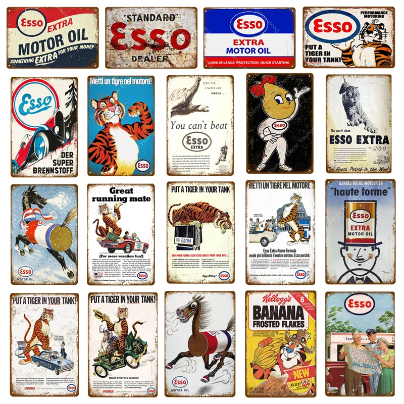 Retro-Esso-Extra-Metal-Signs-Tiger-Motor-Oil-Poster-Decor-For-Pub-Bar ...