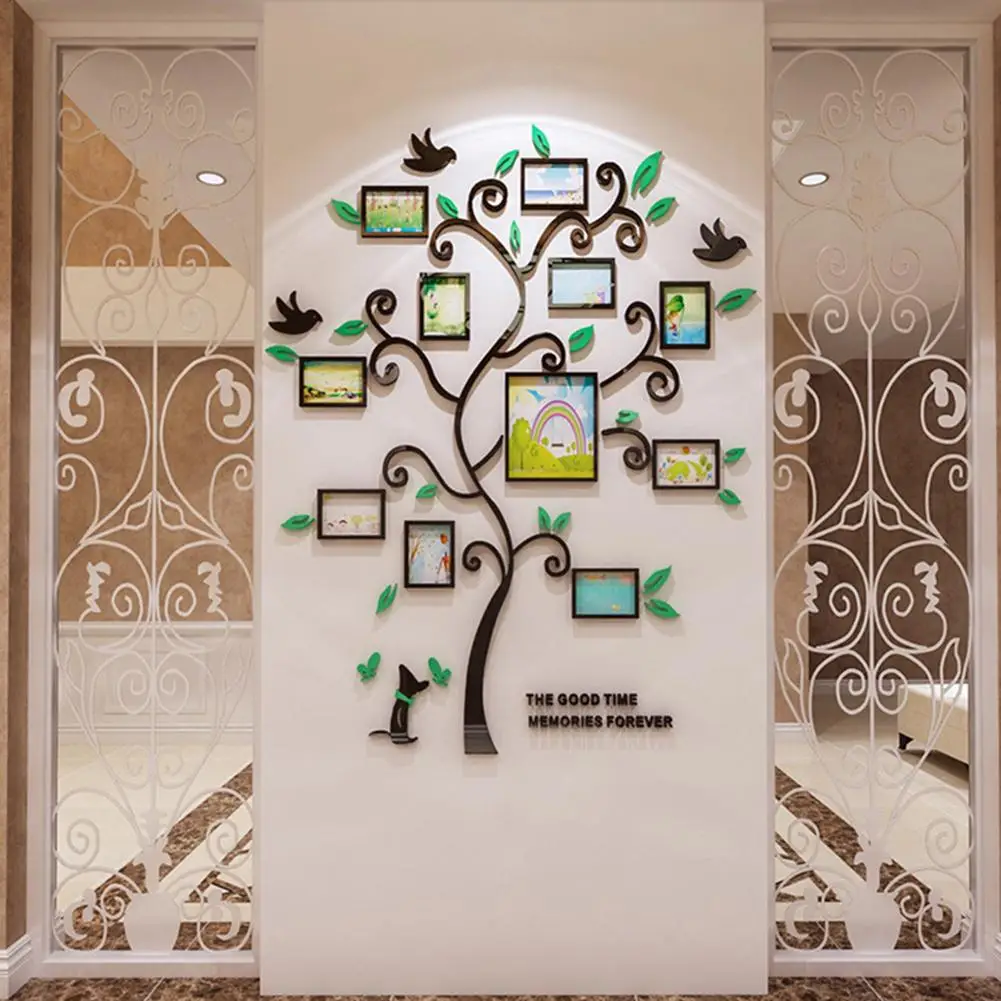 Acrylic 3D Wall Stickers Tree Wall Decor DIY Wall Stickers Bedroom ...