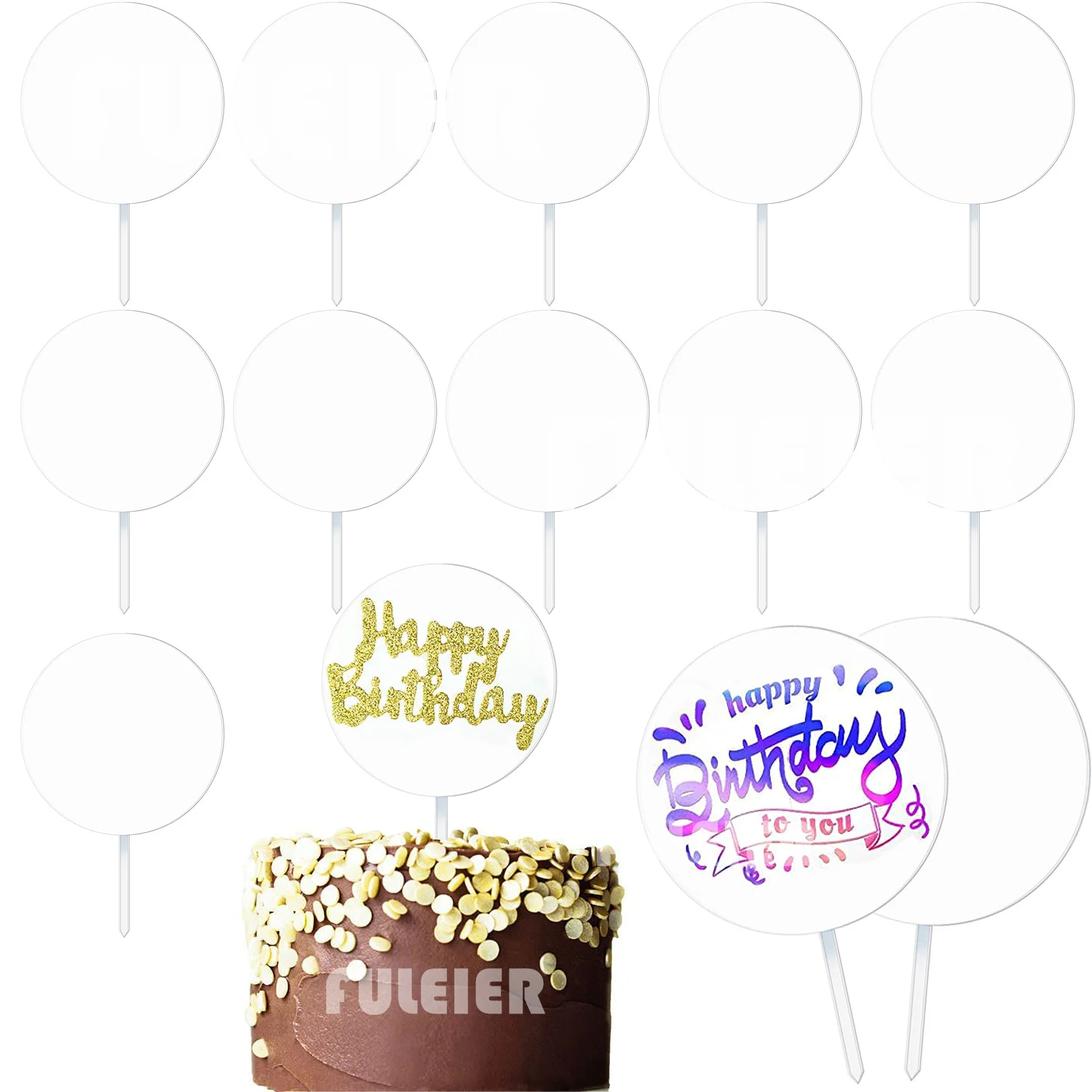 15-or-20pcs-Round-Acrylic-Cake-Toppers-Clear-Blank-Circle-DIY-Cake ...