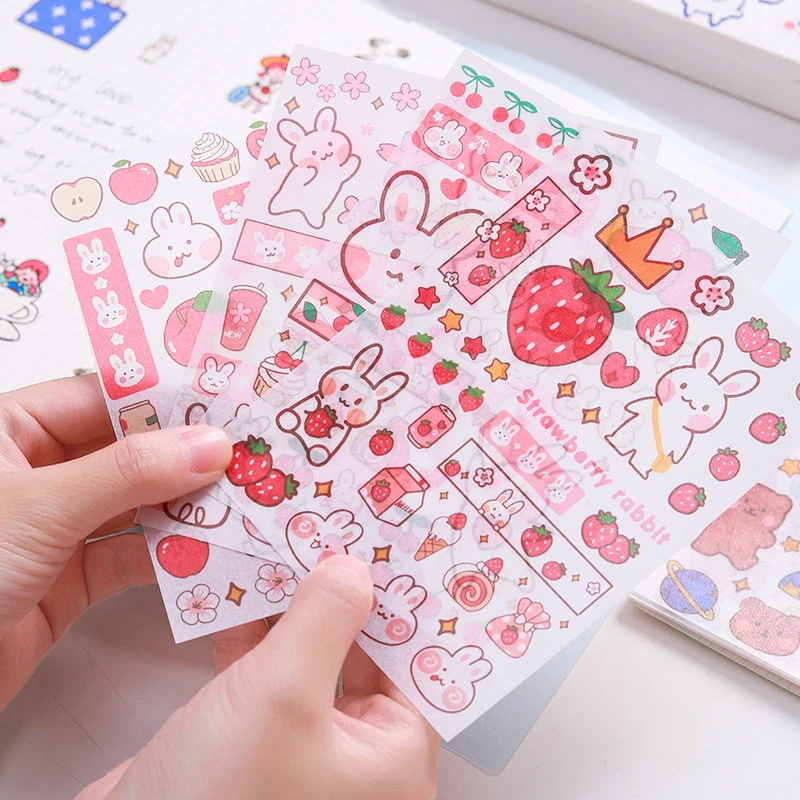 Stickers 4 Sheets/Set Cute Diary DIY Planner Kawaii Sticky Scrapbooking ...