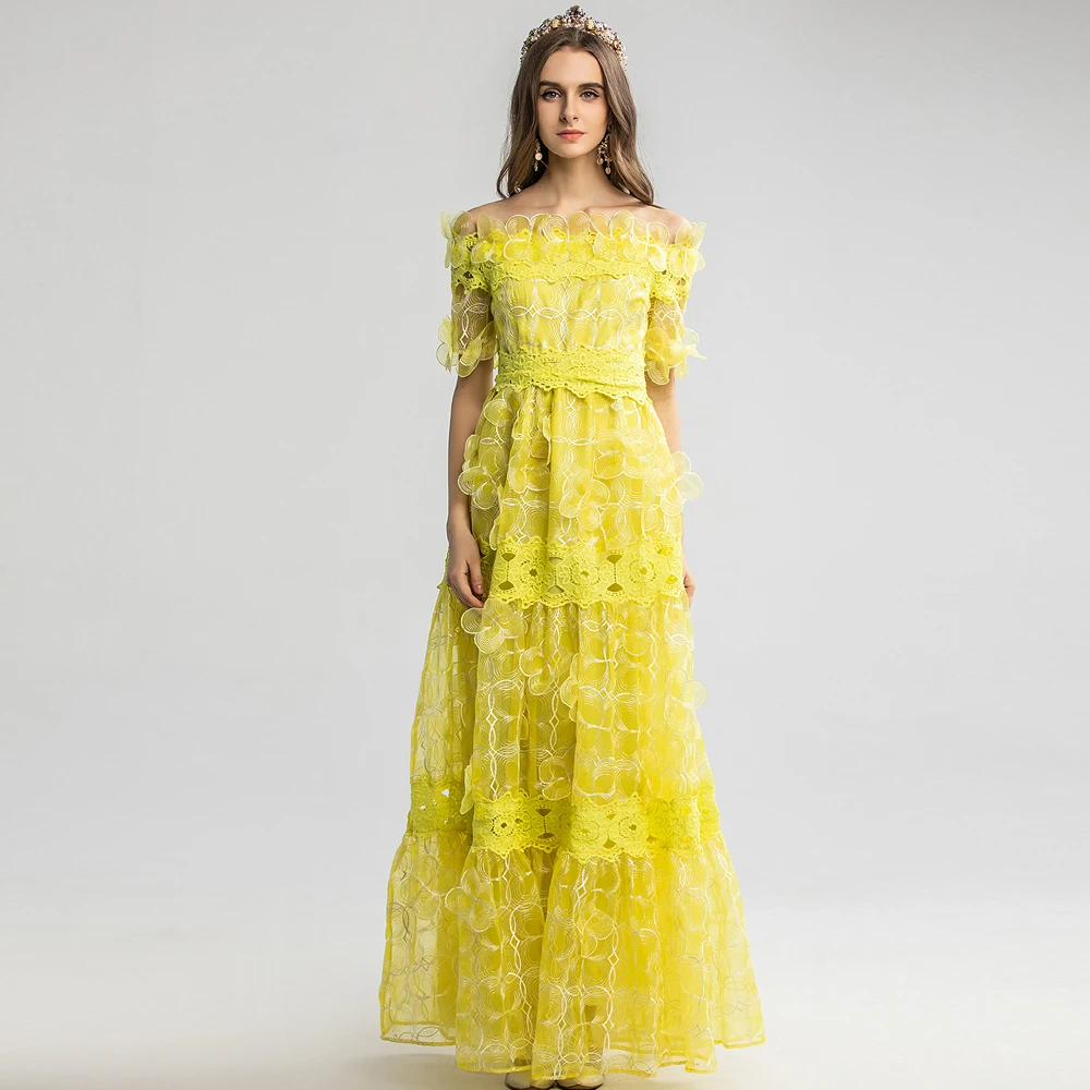 Red RoosaRosee Designer Women Summer Sexy Slash-neck Collar Embroidery ...