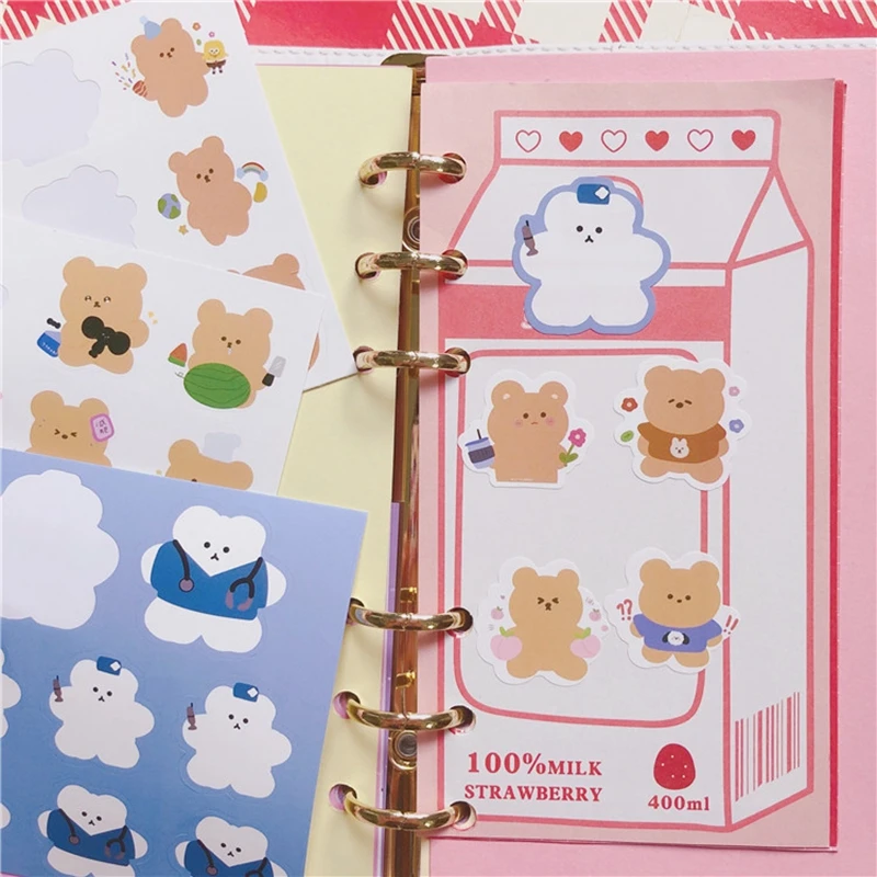 Kawaii Soft Bear Stickers Kids DIY Scrapbooking Stickers Mobile Phone ...