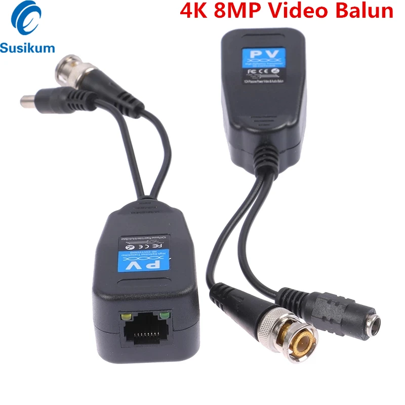 1 paio di connettori Passive Coax BNC Power 8MP 4K Video Balun Transceiver BNC maschio a RJ45 ...