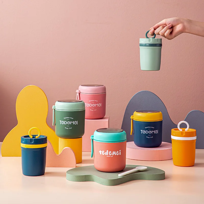 Mini Thermal Lunch Box Food Container with Spoon Stainless Steel Vaccum ...