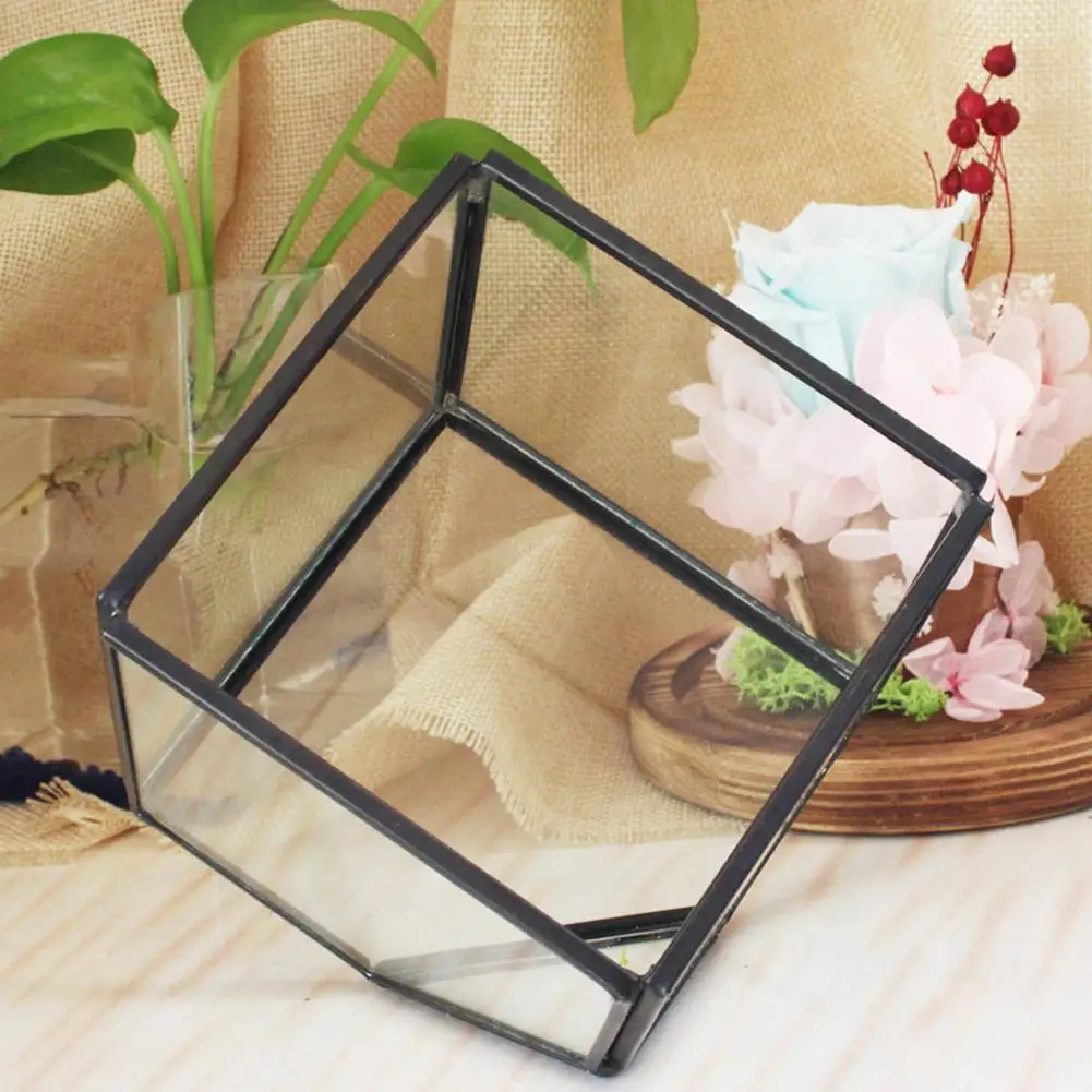 Geometric Cubes Glass Terrarium Home Decor Plant Fleshy Flower Holder ...