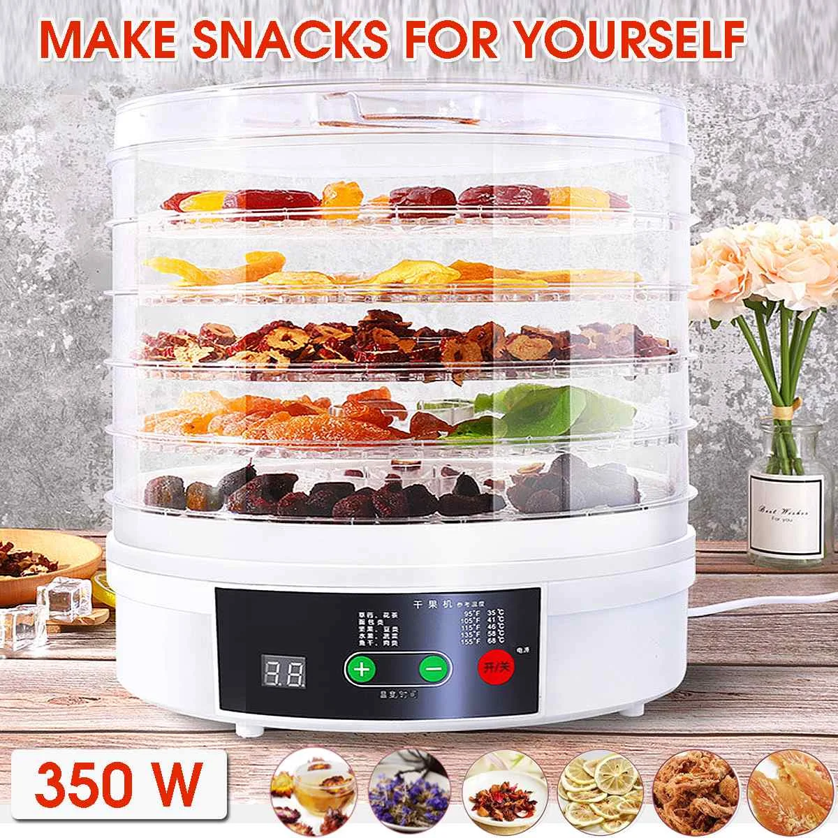 NEW Electric Food Dehydrator for Fruits and Vegetables 350W Temperature ...