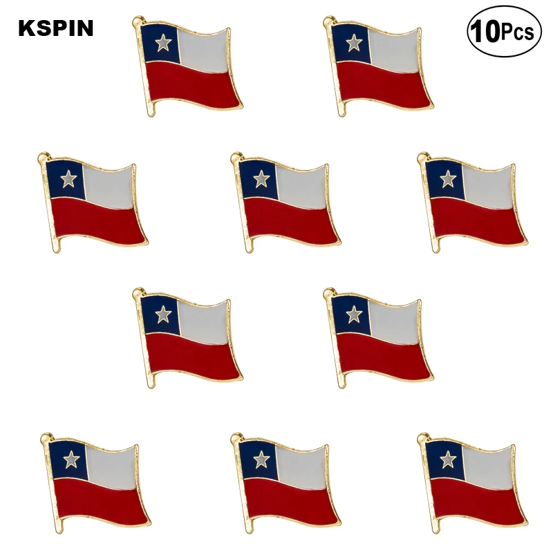 10Pcs a Lot Chile Flag Lapel Pin Flag badge Brooch Pins Badges