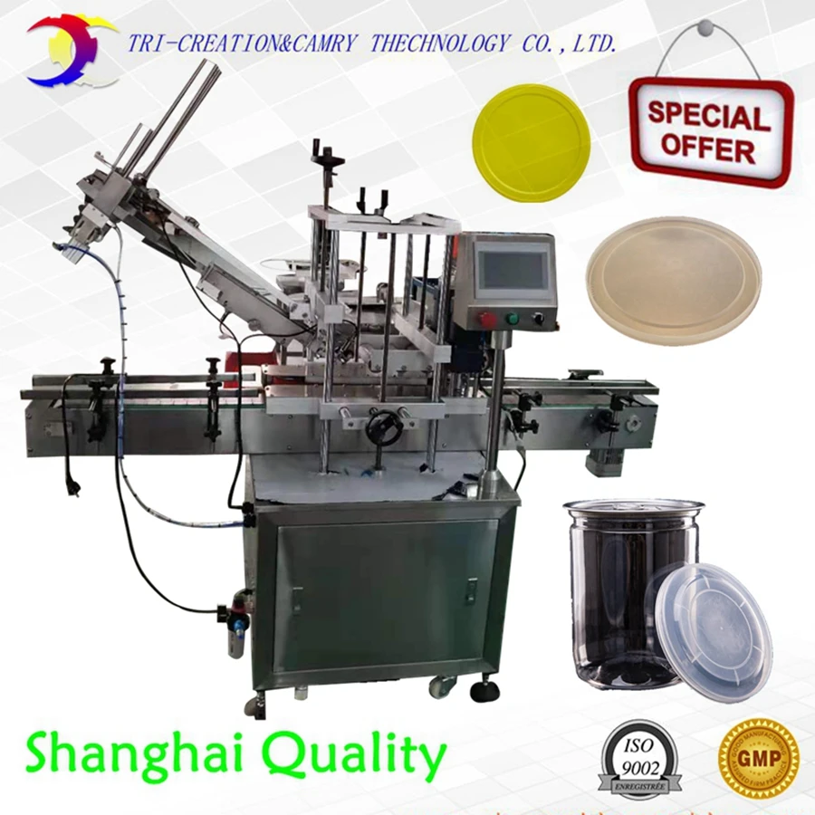 Automatic dustproof lid Capping Machine,over capper,Round Tin can lid ...