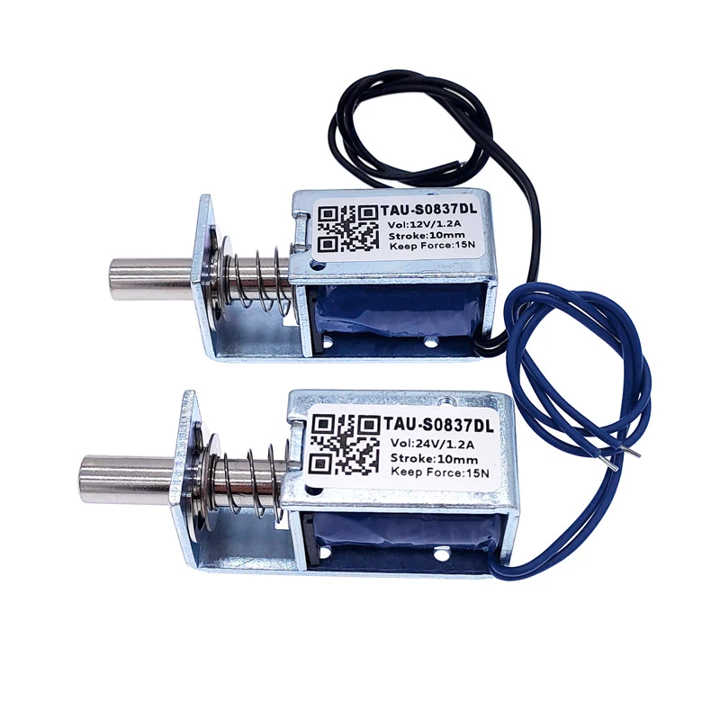 Dc 12v 24v 10mm Electric Locks Electromagnet Tau-s0837dl-d Stroke ...