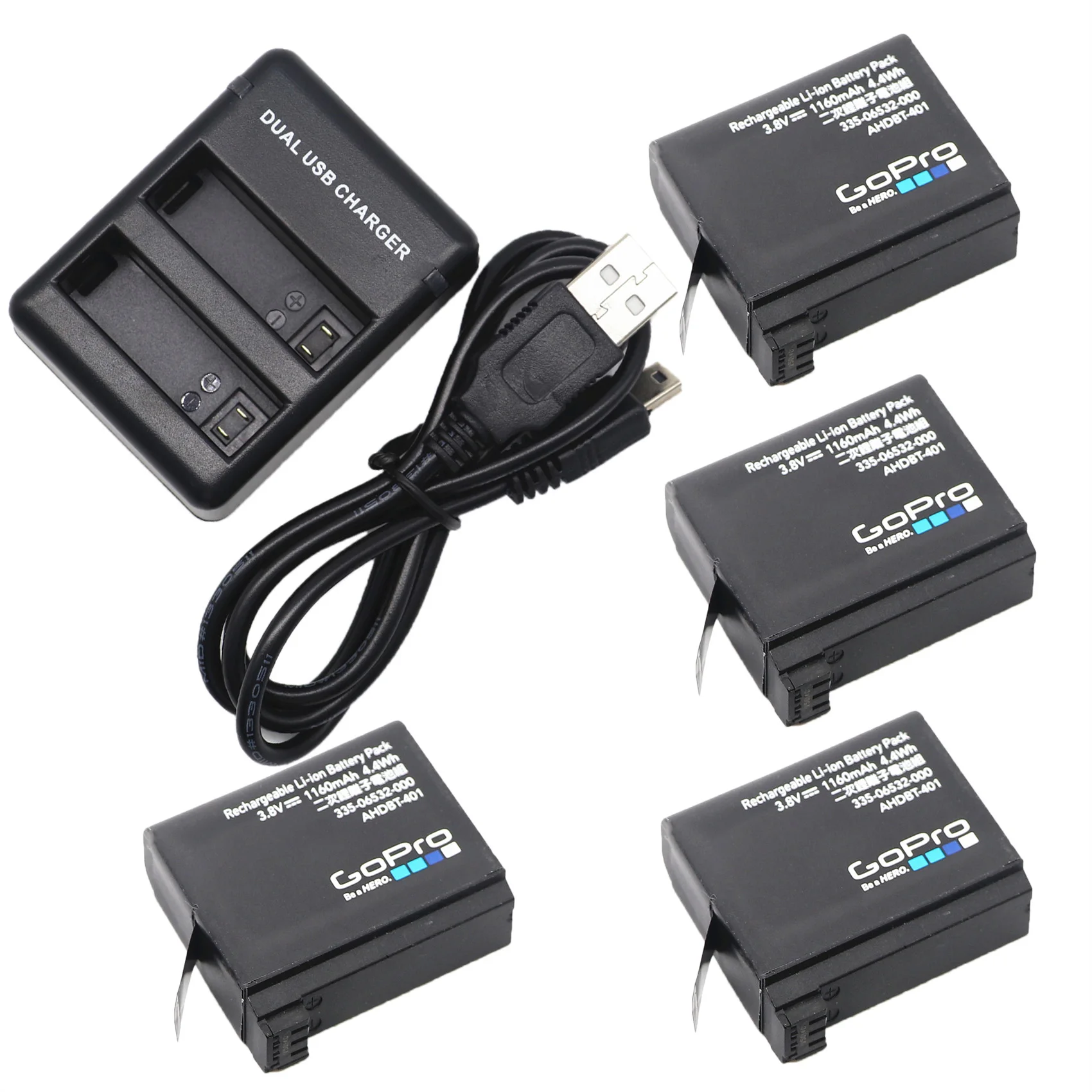 Batería Original de 1160mAh para Gopro hero 4, baterías AHDBT 401, accesorios para Cámara de Acción