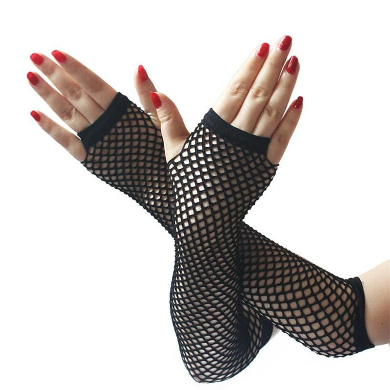Fishnet Arm Warmers Fingerless | Fishnet Fingerless Gloves Neon - New ...