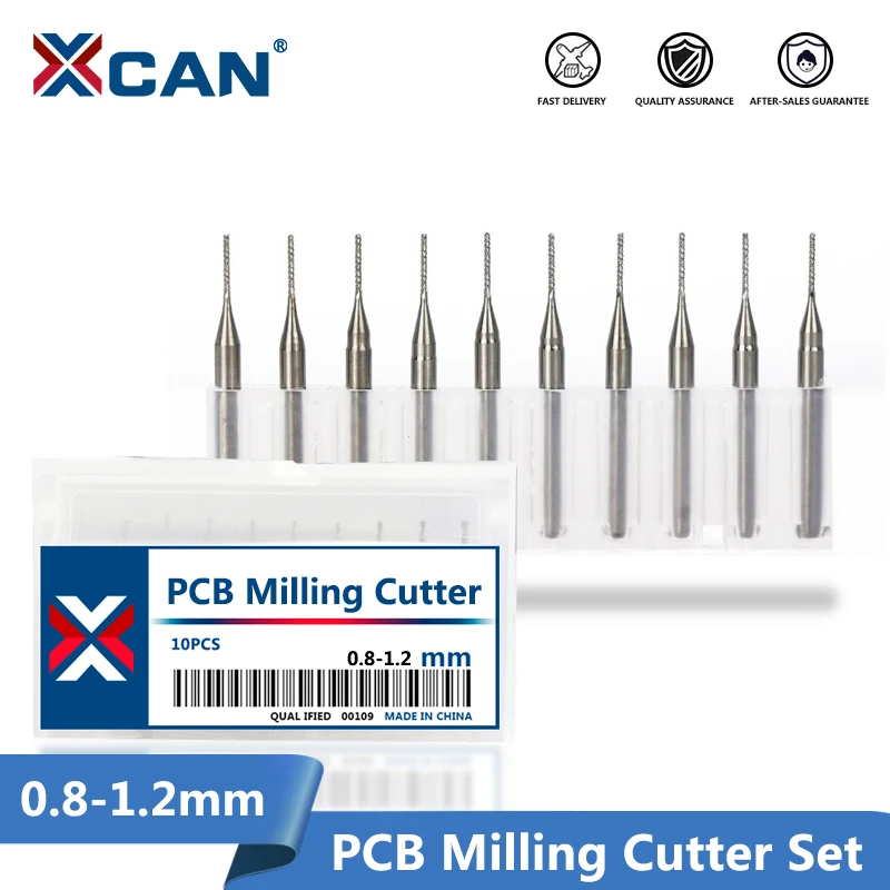 Xcan Pcb Milling Cutter 0.8mm 0.9mm 1.0mm 1.1mm 1.2mm Tungsten Steel ...