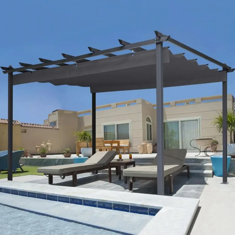 3X4M Pergola/Gazebo Tenda Aluminium Paduan Halaman Balkon Atap Paviliun ...