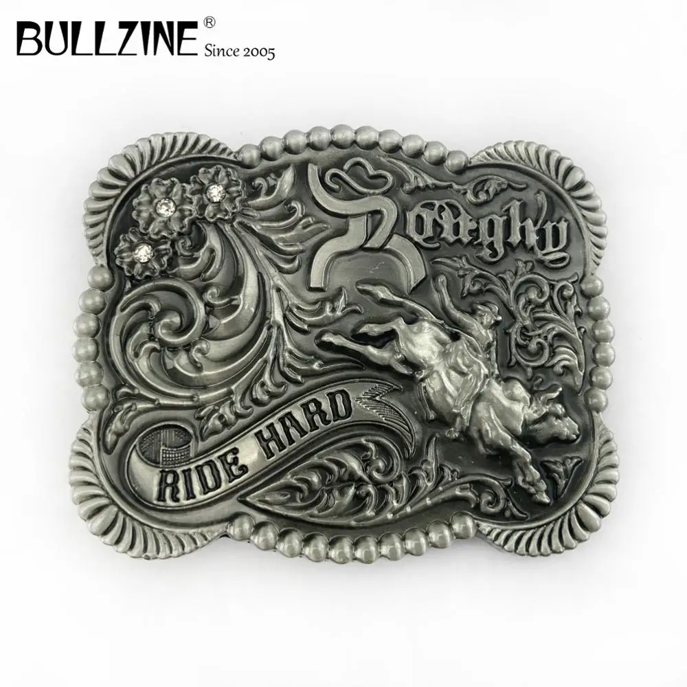 Bullzine Wholesale ZINC ALLOY heavy RIDE HARD belt buckle with pewter ...