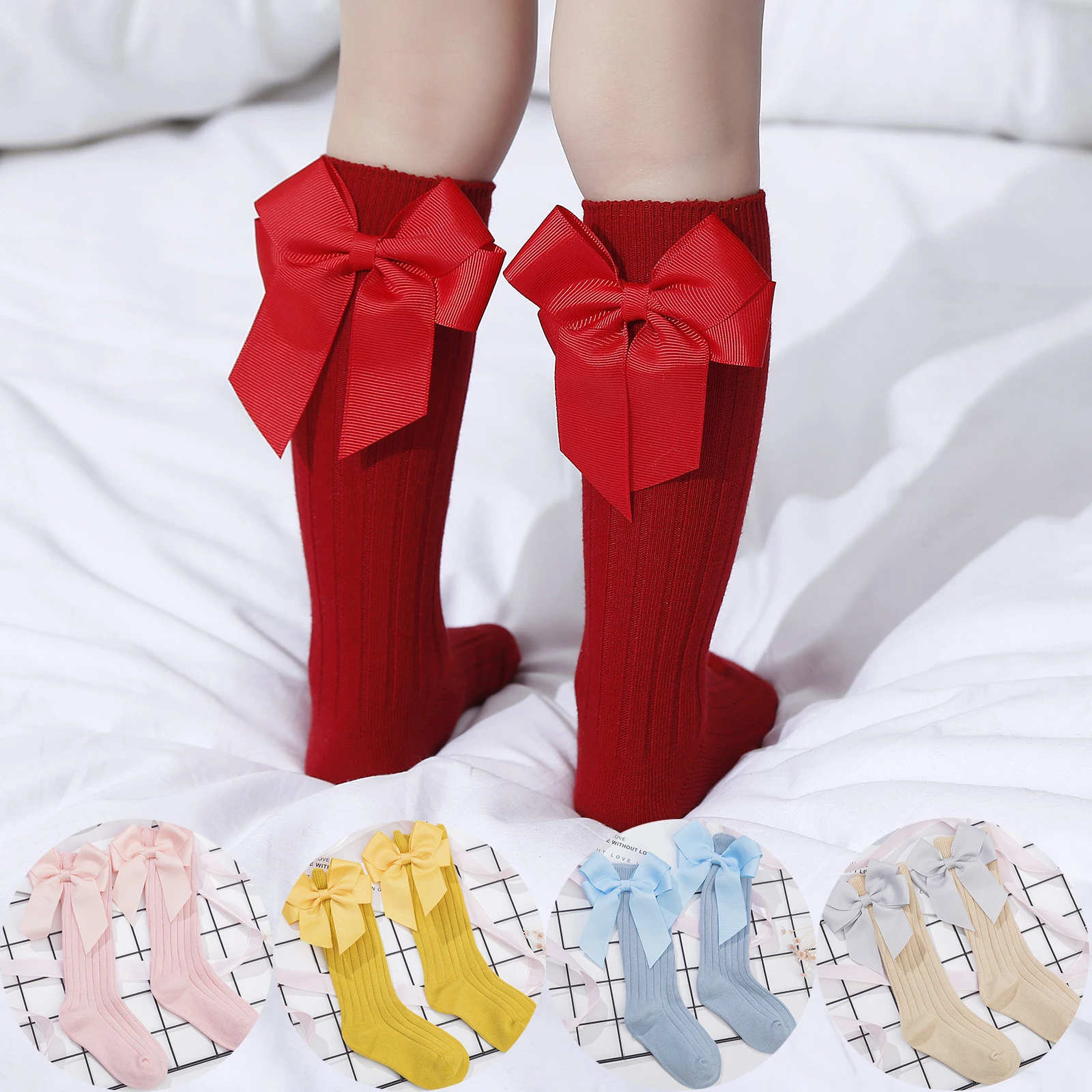 New Baby Girls Cotton Socks Knee High Infant Toddlers Long Sock ...