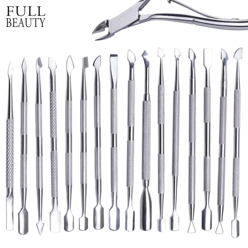 17-Type-Stainless-Steel-Cuticle-Pusher-Manicure-Pedicure-Cutter-Spoon ...