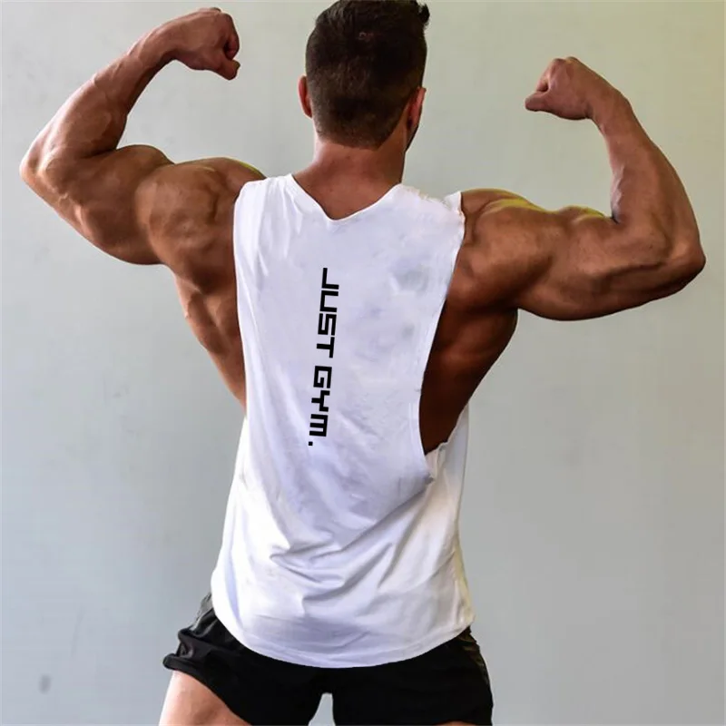 Brand Just Gym Clothing Fitness Mens Sides Cut Off T-shirts Dropped ...