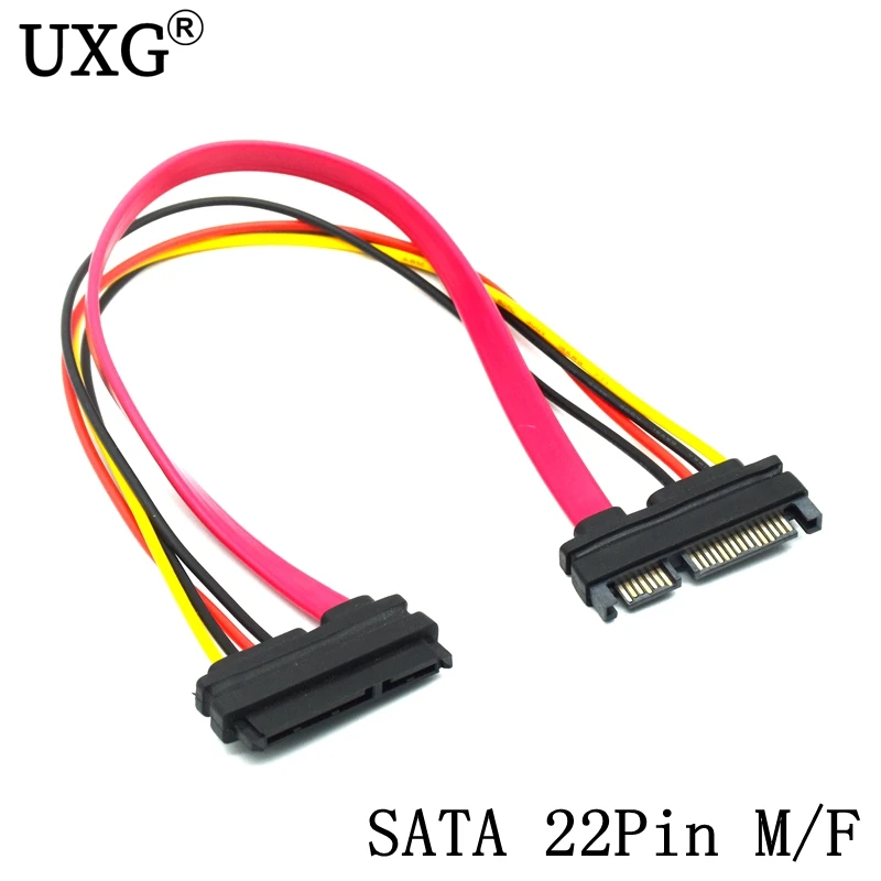 90 Degree SATA 22 Pin Male To Female Sata Extension Cable SATA 3 22 Pin ...
