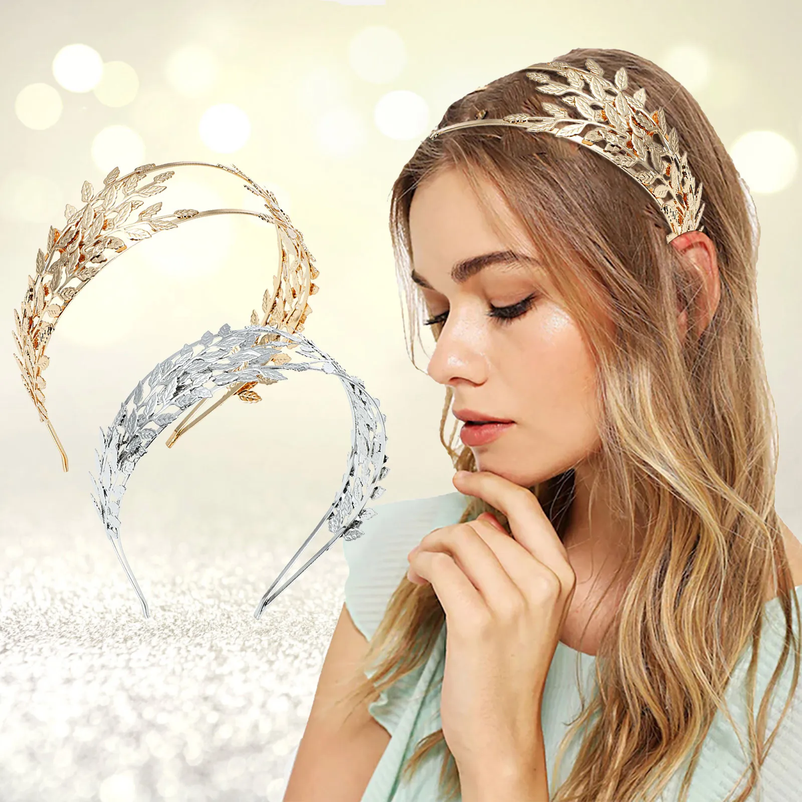 Roman Goddess Hairband Headband Crowns Gold Leaf Dainty Wedding Hair ...