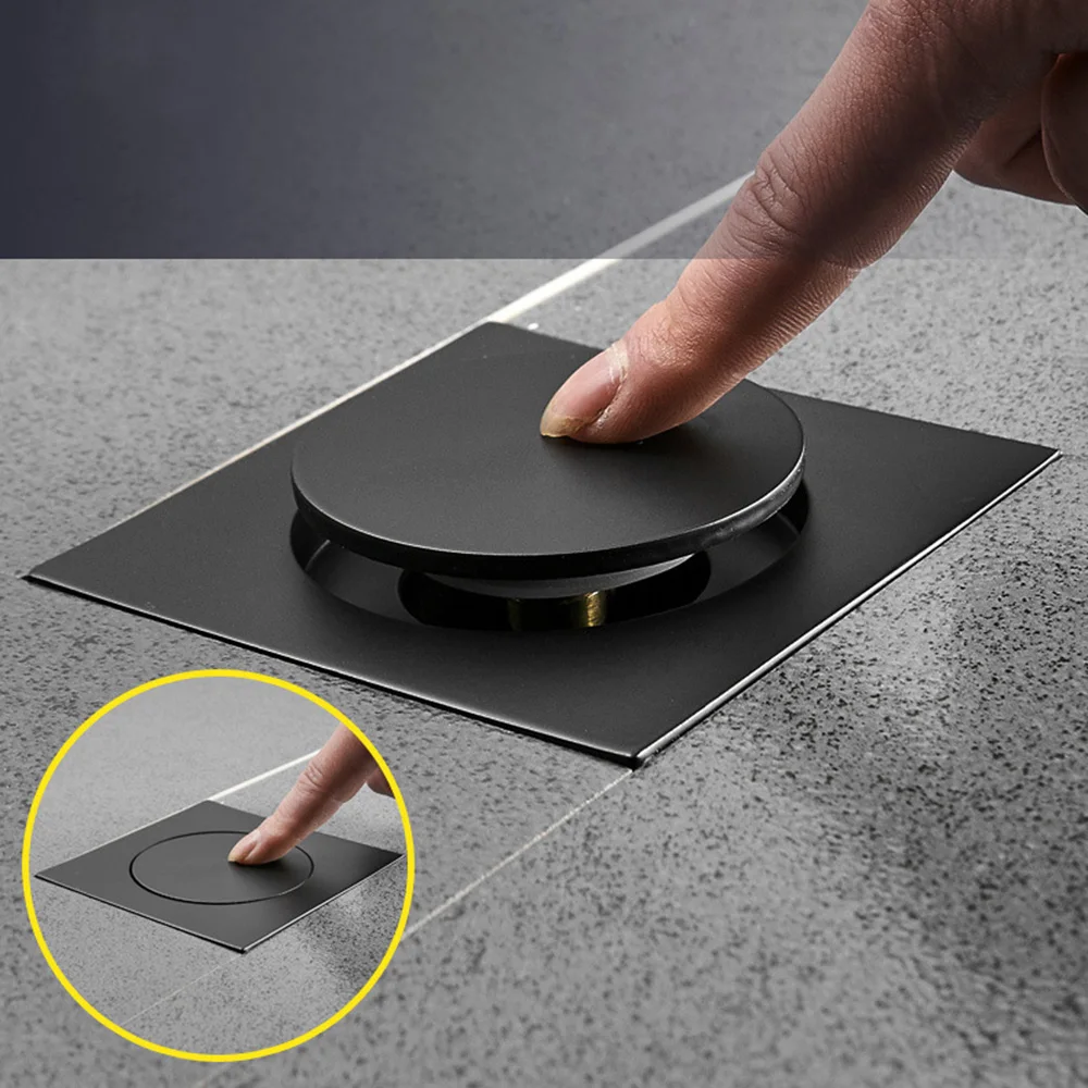 Anti-odor-Banho-Drenos-P-Piso-Dreno-10-10cm-Quadrado-Brass-Chrome-Push ...