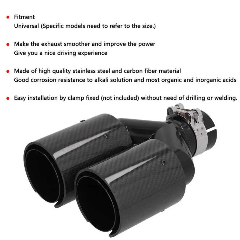 Car 2-1 Rear Exhaust Tip Y Pipe Dual 93mm Outlet Single 63mm Inlet ...