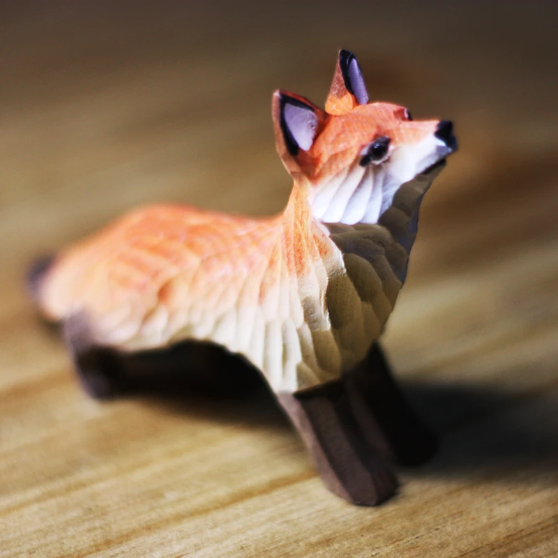 Fox Wood Carving Ornaments | Fox Wood Handicrafts | Fox Wood Home Decor ...