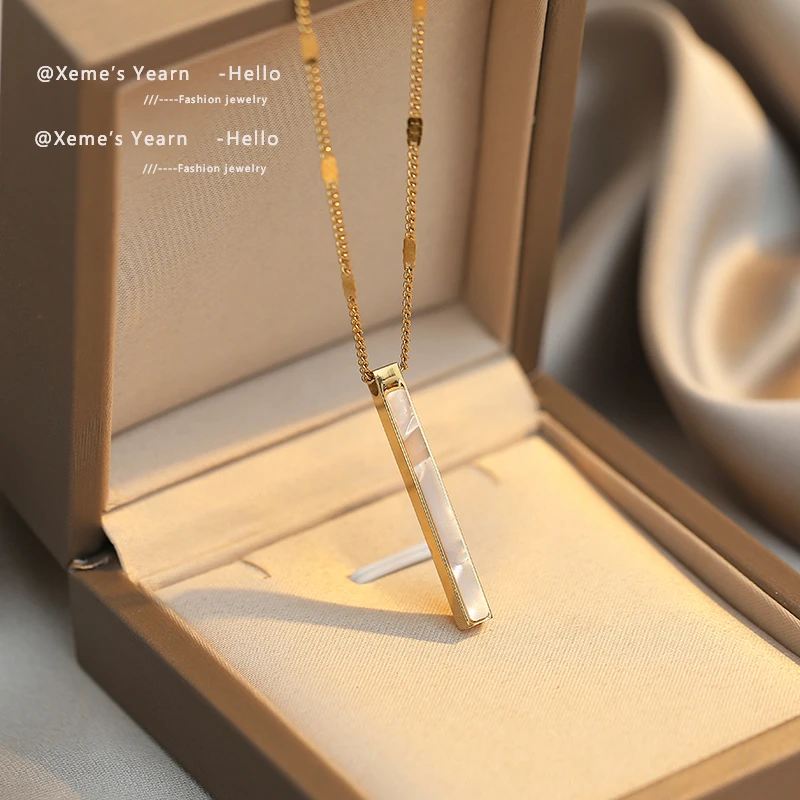 2020 New Titanium Steel Color Fast Chain Shell Long Pendant Necklace ...