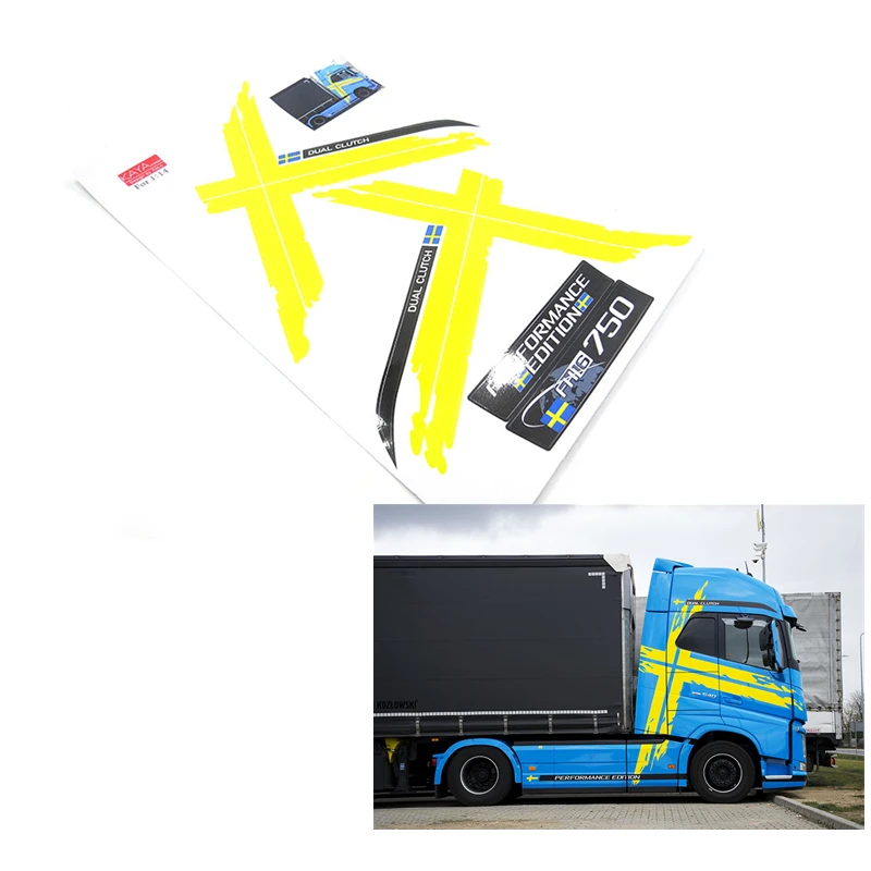 1:14 Tamiya FH16 750 Truck Model Swedish Flag Painting Cut Stickers ...