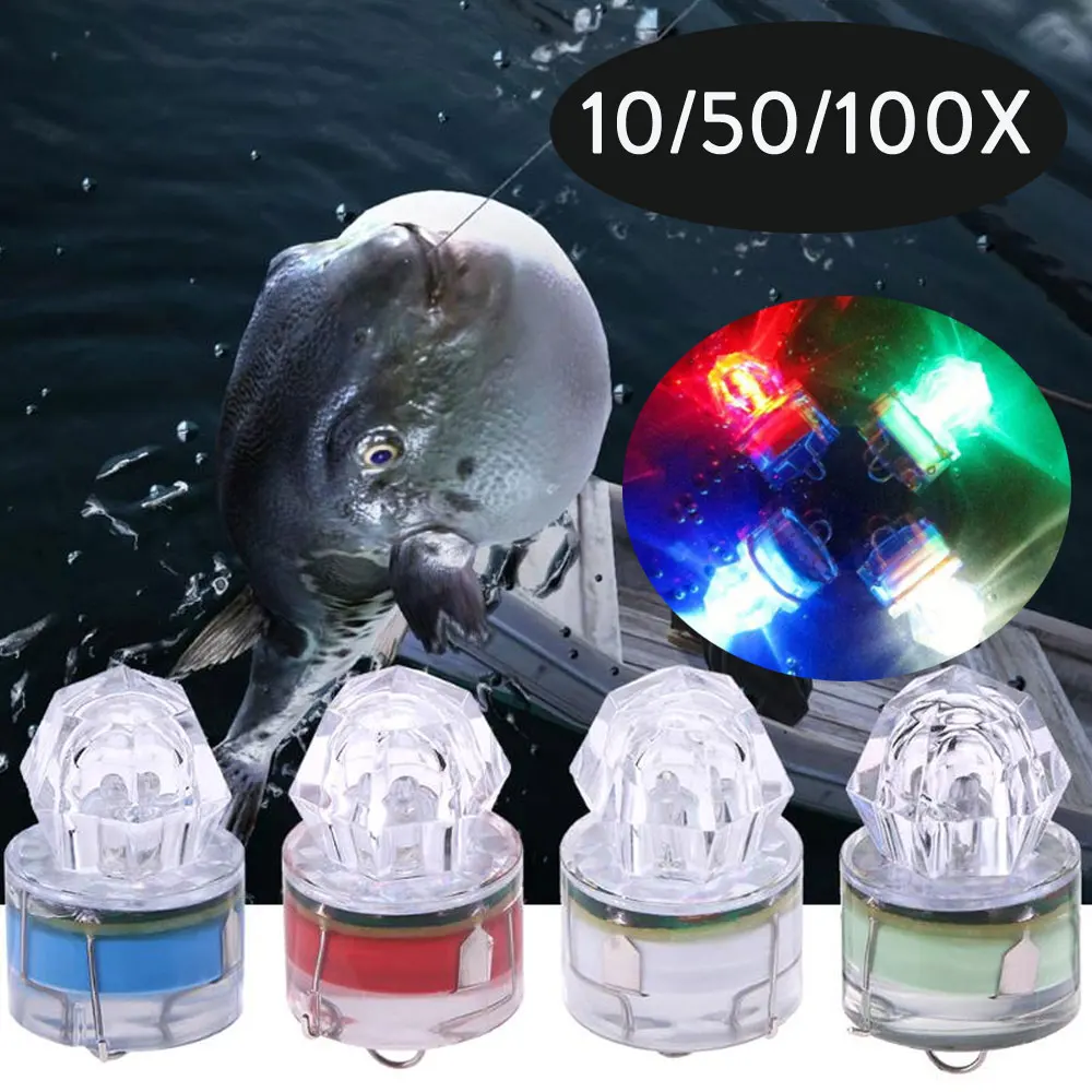 10-50-100X-ABS-Mini-LED-Flash-Fishing-Light-Deep-Drop-Diamond ...