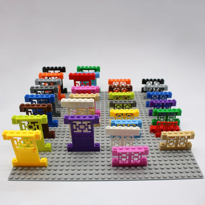 Door And Windows Set House MOC DIY Brick Accessories Parts Grey Green ...