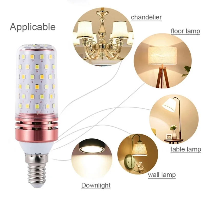 Ampoules LED en forme de maïs pour candélabres, E27, E14, 220V, 12W, 16W, blanc chaud, 6500K ...