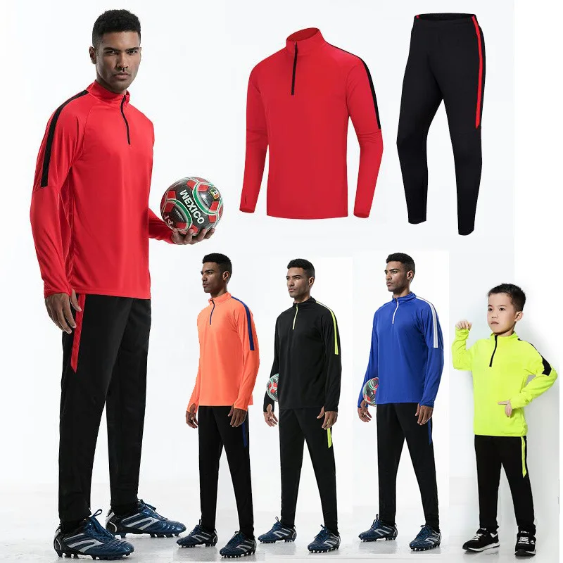Autumn Winter Tracksuit Long Sleeve Soccer Jersey & Pants Adult ...
