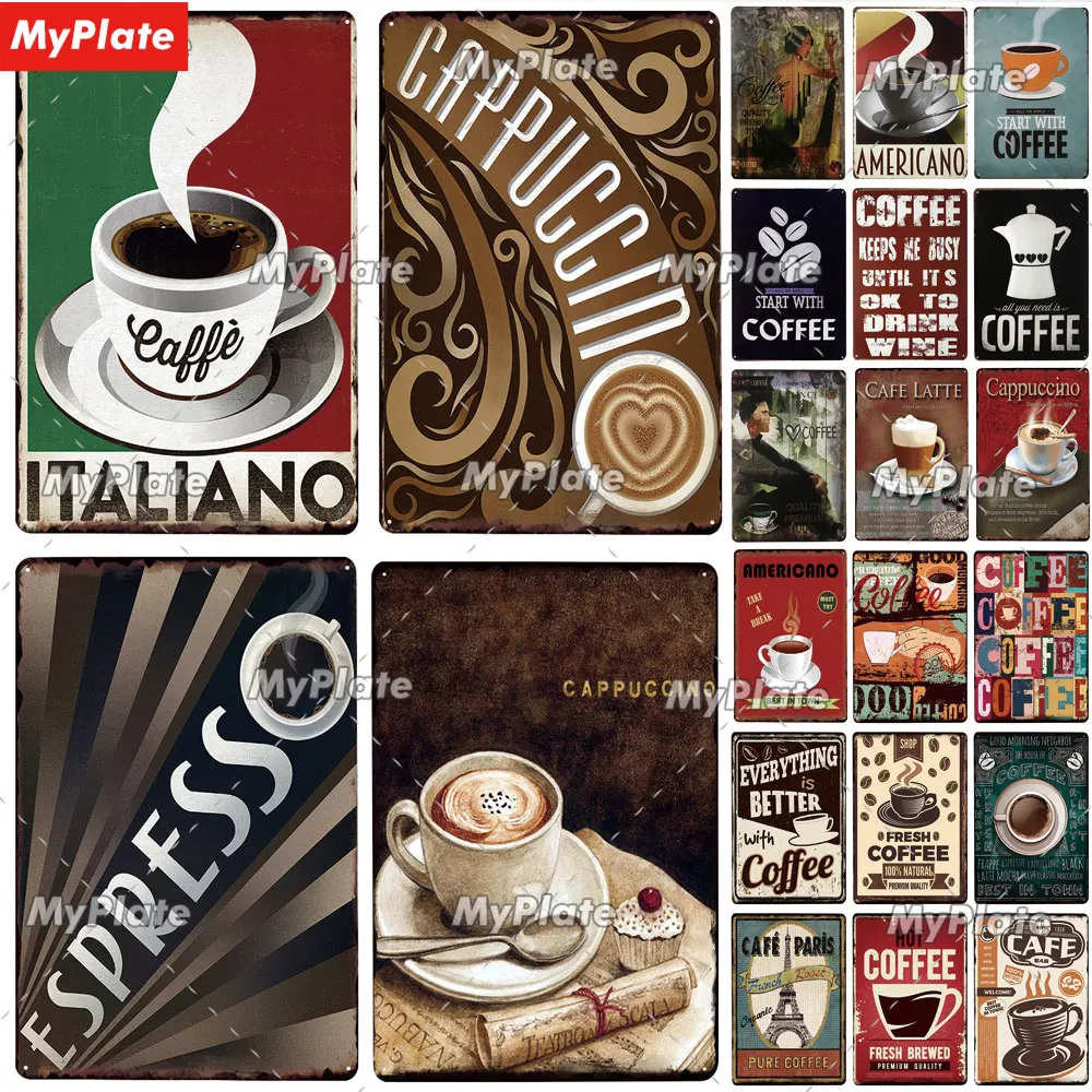 ITALIANO-Metal-Sign-Vintage-Plaque-Cappuccino-Tin-Sign-Plate-Wall-Decor ...