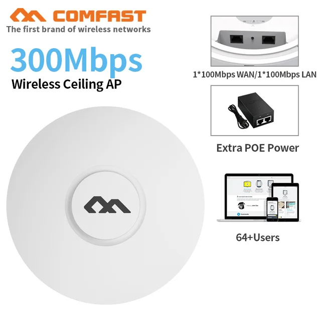 COMFAST wireless Ap CF-E320N 300Mbps Ceiling AP 802.11b/g/n ATHEROS MTK7620 Indoor AP 48V POE ...