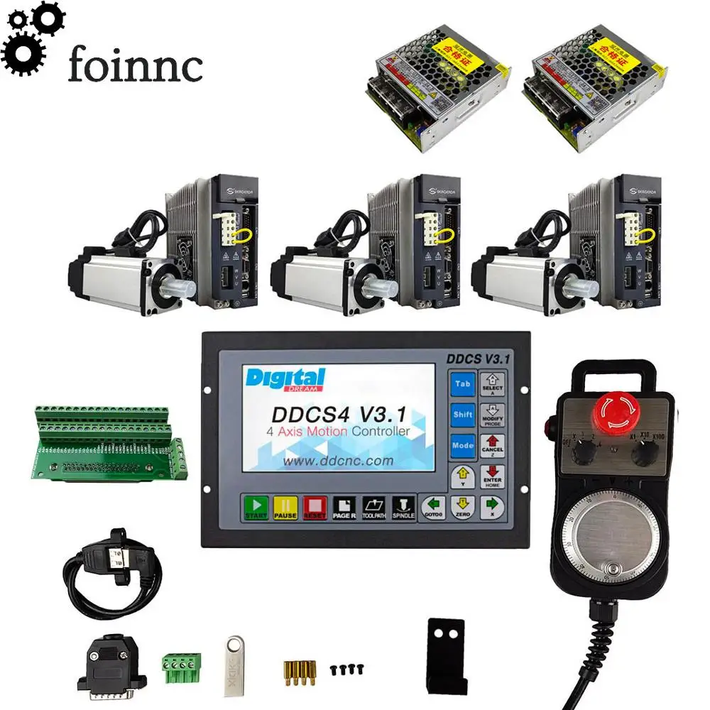 3-axis Cnc Kit Ddcsv3.1 Motion Control System 750w Servo Motor Kit Z ...