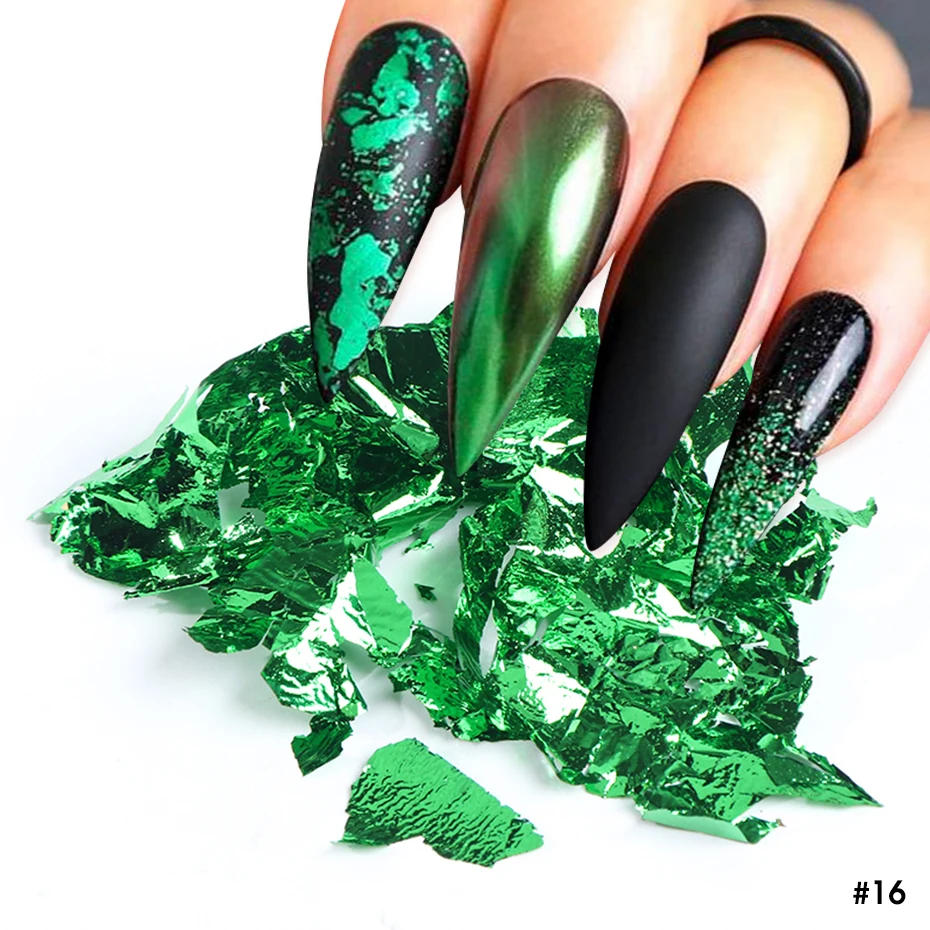 5 шт. Золотой Серебряный ноготь арт хлопья алюминиевая фольга 3D ...