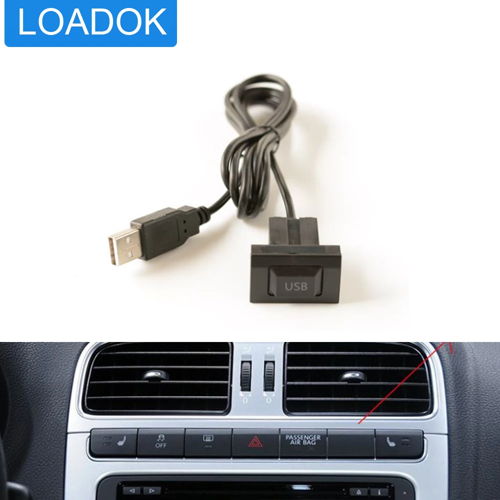 Car Usb Switch Socket Cable Adapter For Volkswagen Vw Polo 2009 2010 ...