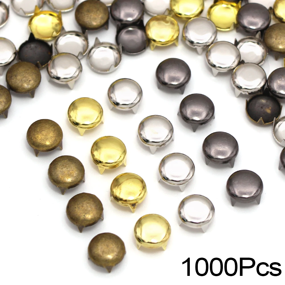 1000Pcs-Round-Metal-Rivets-4Claw-Spikes-And-Studs-DIY-Leather-Gold ...