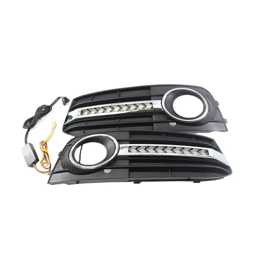 Left Right Flowing LED Fog Light Cover Turn Signal Lamp Mesh Honeycomb ...