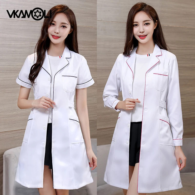 White-Lab-Coat-Color-edge-decoration-Beauty-salon-Scientist-suit-collar ...