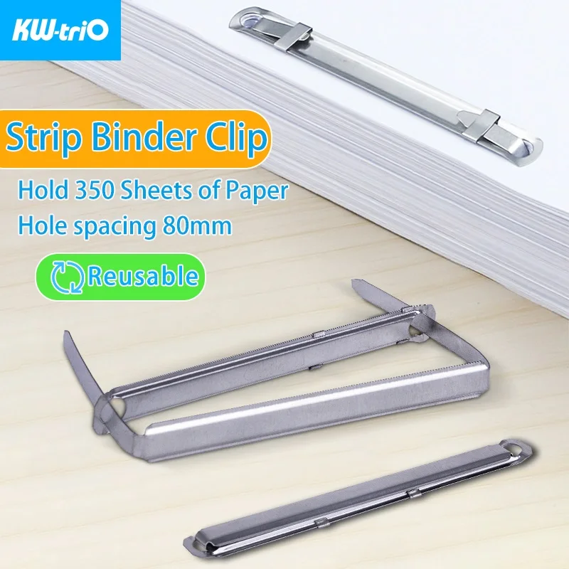 KW-triO-Strip-Binder-Clip-Notebook-Binding-Clamp-Reusable-Binder-Folder ...