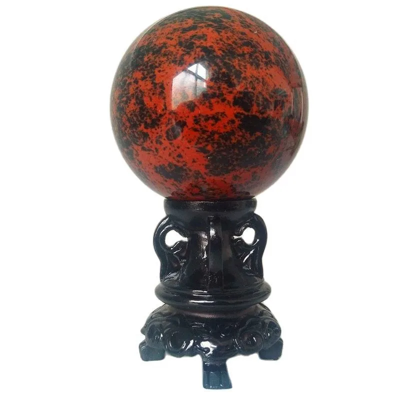 100% Natural Stone Red Obsidian Crystal Ball Home Decoration Astrologer ...