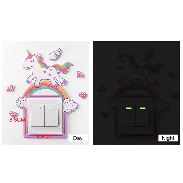 Cartoon Animal Unicorn Flamingo Switch cover Room Decor 3D Silicone On ...