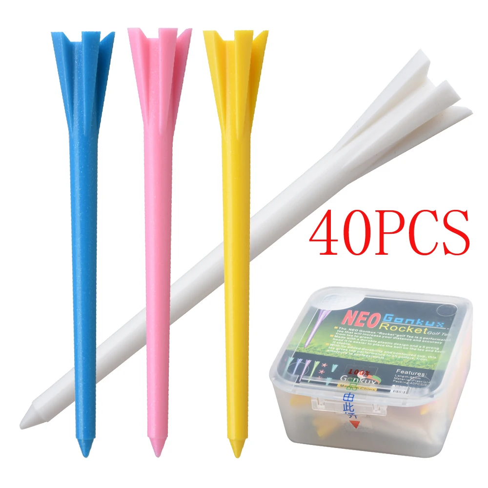 NEW 40PCS/Box Golf golf tee Plastic 85mm Unbreakable Plastic Golf Tees ...