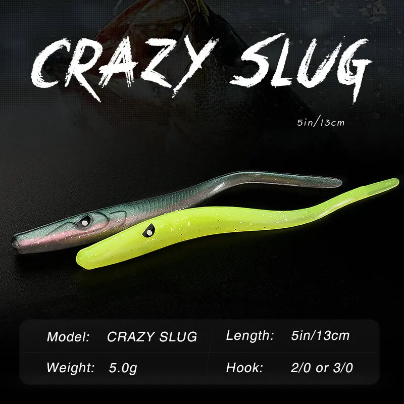 ALLBLUE Crazy Slug 130mm 6 unids/bolsa suave señuelo vinilos Seabass ...