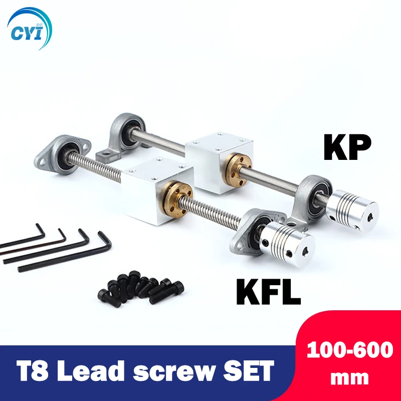 1Set 3D Drucker CNC T8 Blei Schraube Länge 100-600mm Durchmesser 8MM Trapez Schraube Mutter ...